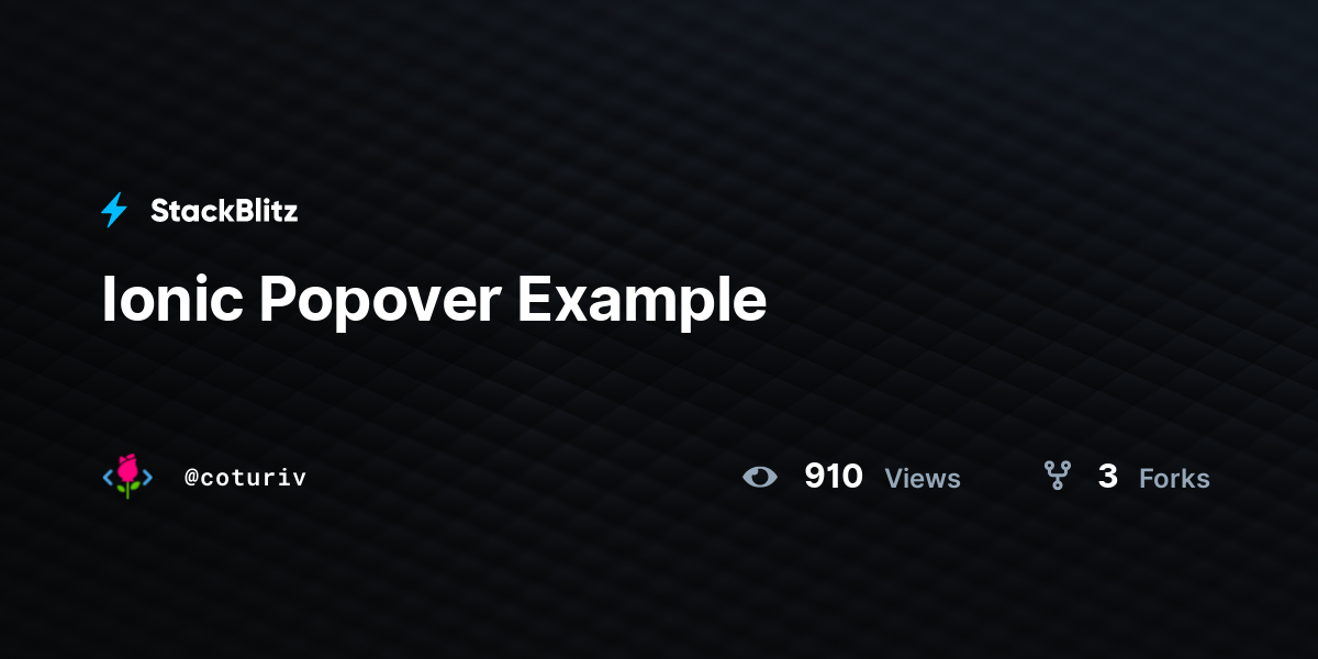 Ionic Popover Example - StackBlitz Ionic Popover Example - StackBlitz