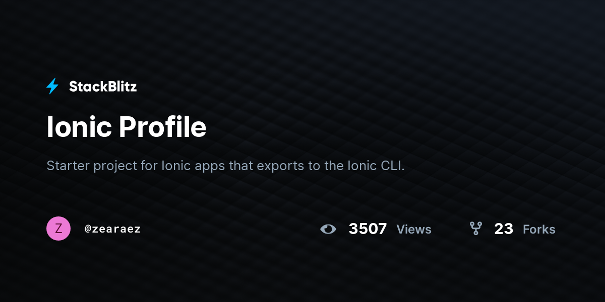 Ionic Profile - StackBlitz