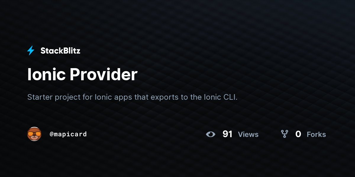 Ionic Provider - StackBlitz