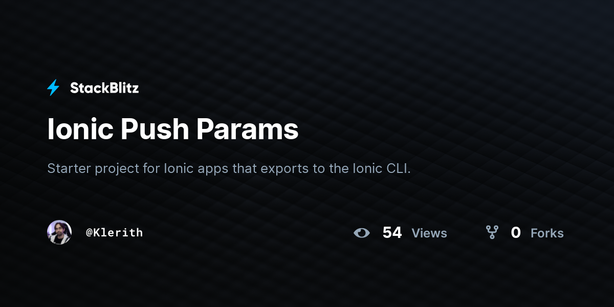 Ionic Push Params - StackBlitz