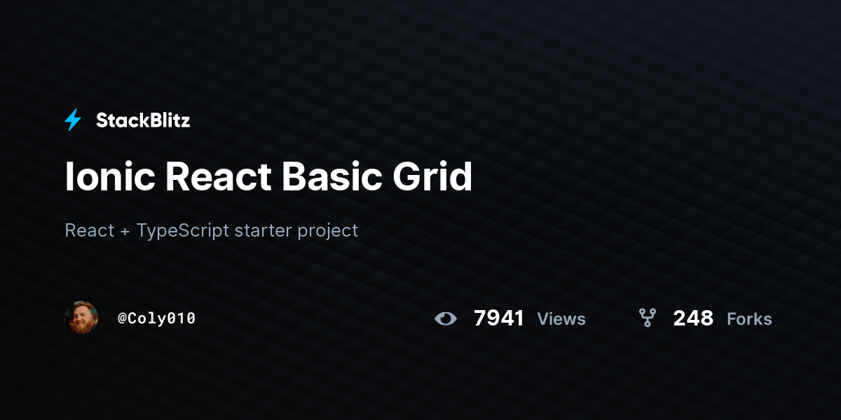 Ionic React Basic Grid - StackBlitz