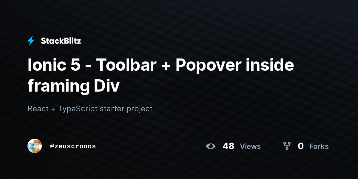 Ionic 5 - Toolbar + Popover inside framing Div - StackBlitz Ionic 5 - Toolbar + Popover inside framing Div - StackBlitz