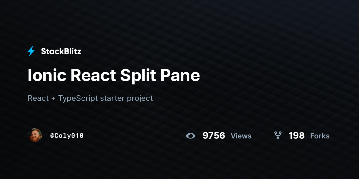 Ionic React Split Pane - StackBlitz