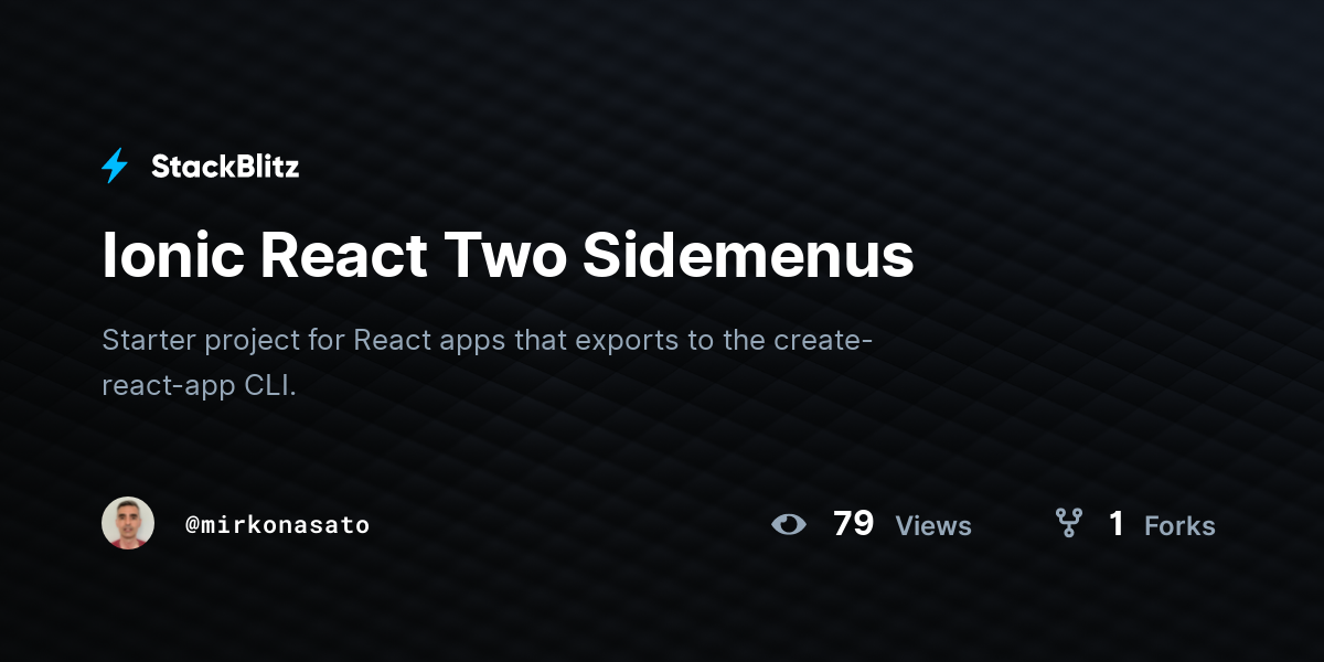Ionic React Two Sidemenus - StackBlitz Ionic React Two Sidemenus - StackBlitz