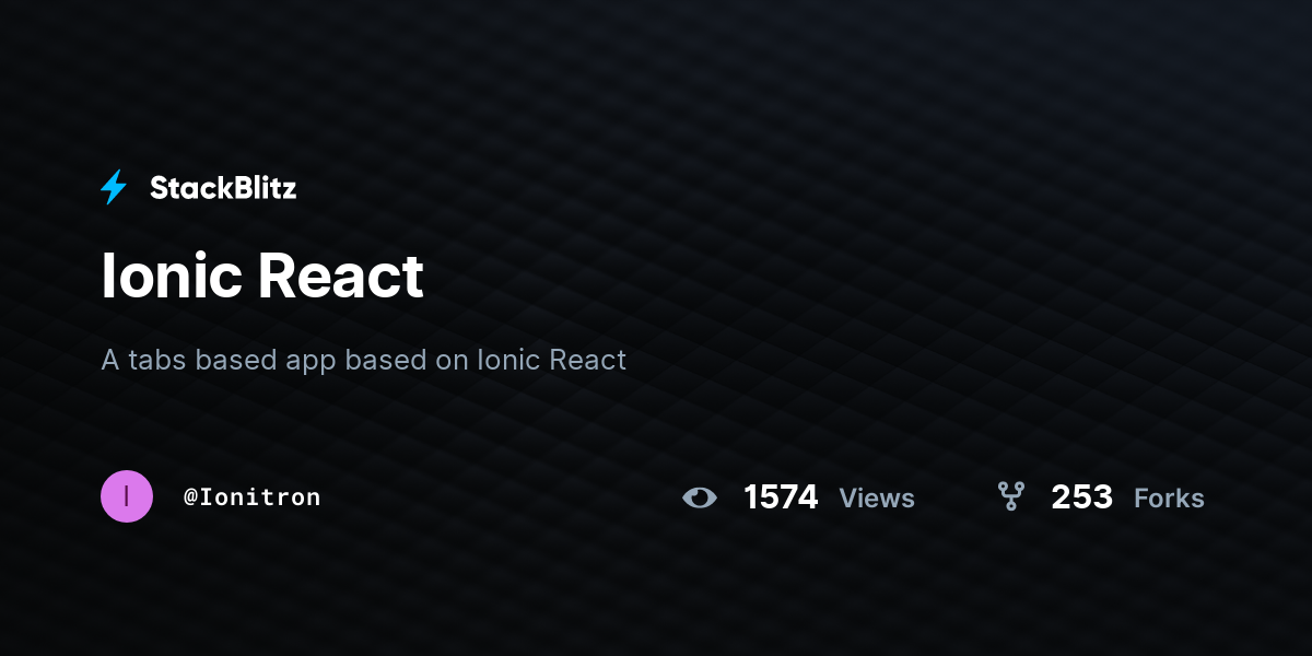 Ionic React Stackblitz