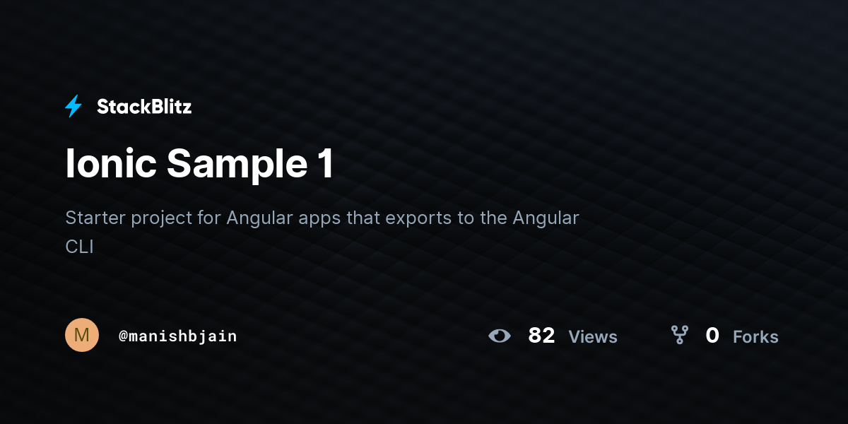 Ionic Sample 1 - StackBlitz