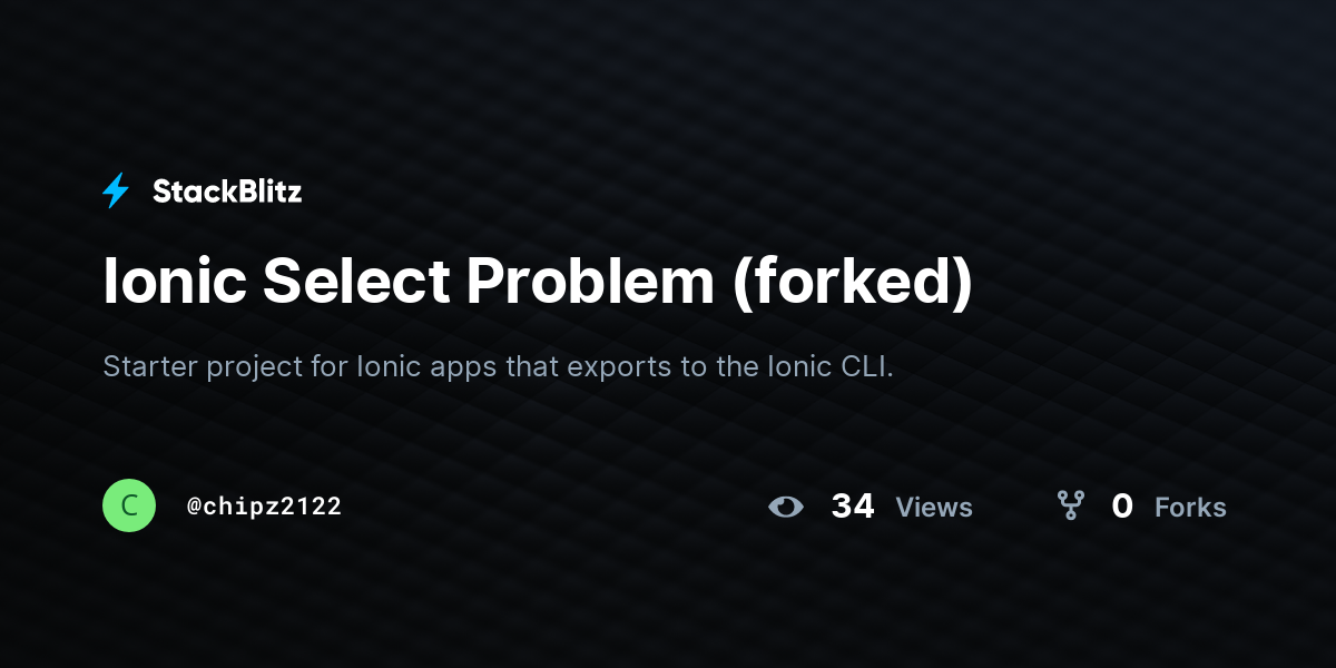 Ionic Select Problem Forked Stackblitz 