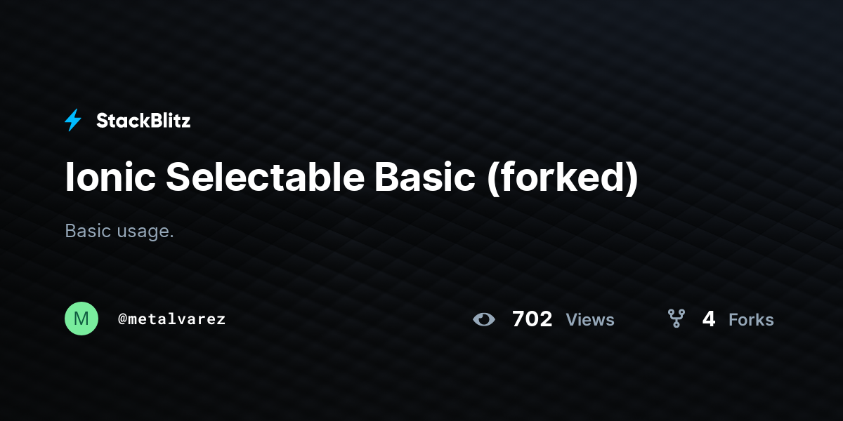 Ionic Selectable Basic (forked) - StackBlitz