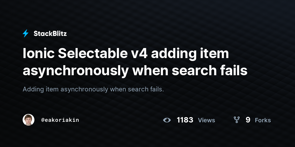 Ionic Selectable v4 adding item asynchronously when search fails ... Ionic Selectable v4 adding item asynchronously when search fails ...