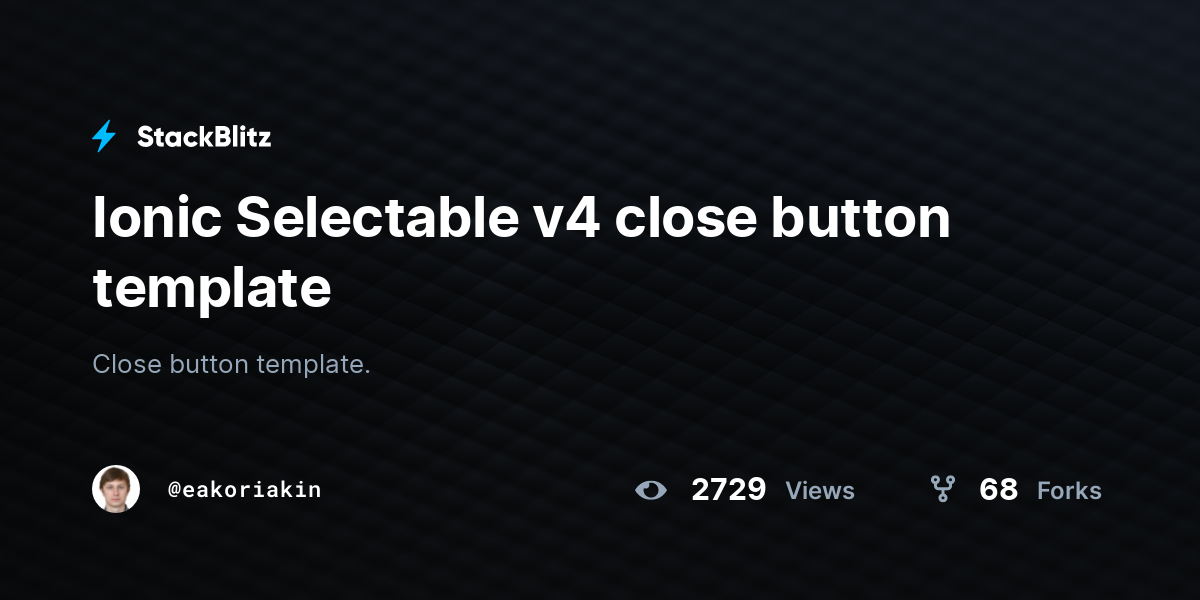 Ionic Selectable v4 close button template - StackBlitz Ionic Selectable v4 close button template - StackBlitz