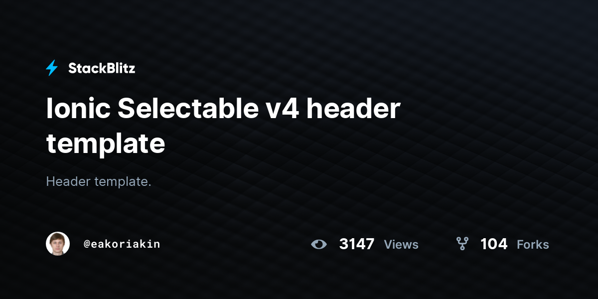 Ionic Selectable v4 header template - StackBlitz