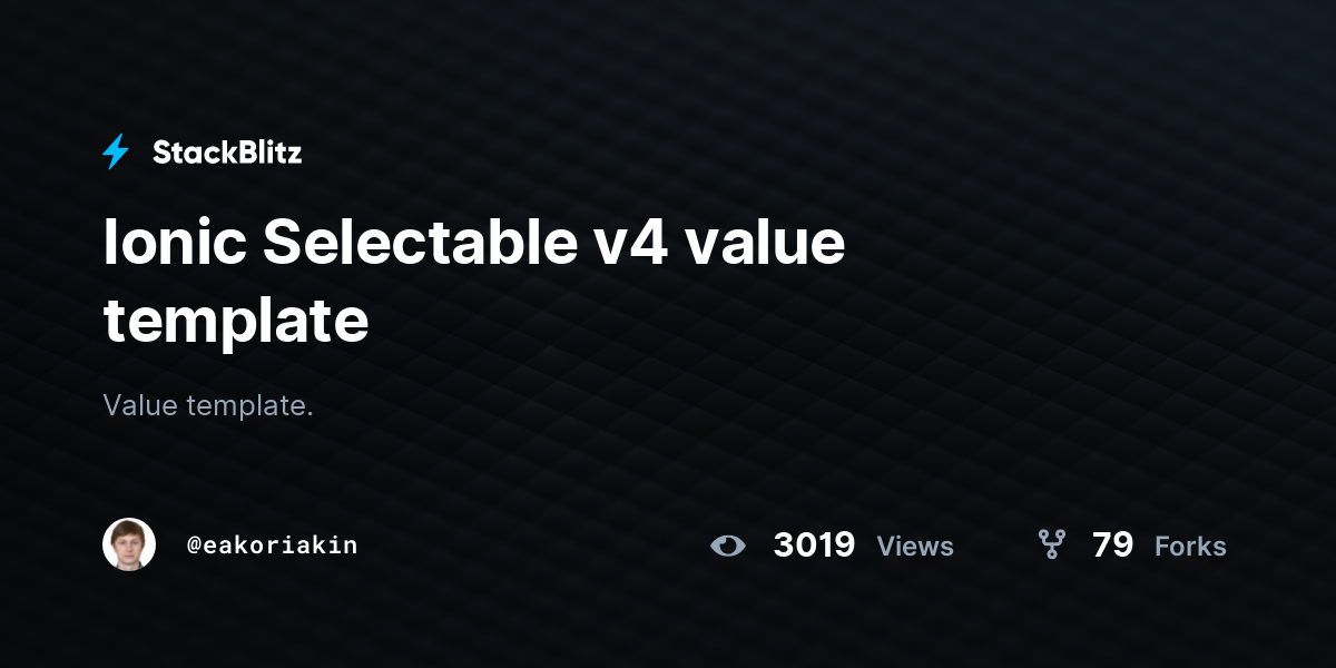 Ionic Selectable v4 value template - StackBlitz