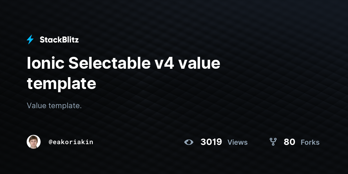 Ionic Selectable v4 value template - StackBlitz