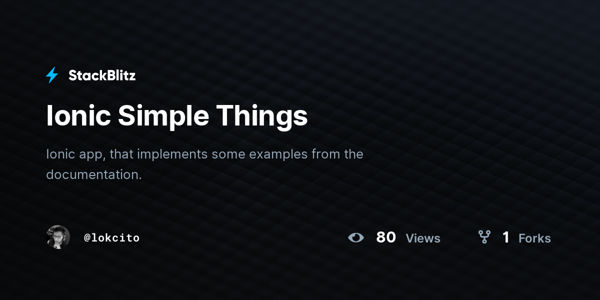 Ionic Simple Things - StackBlitz
