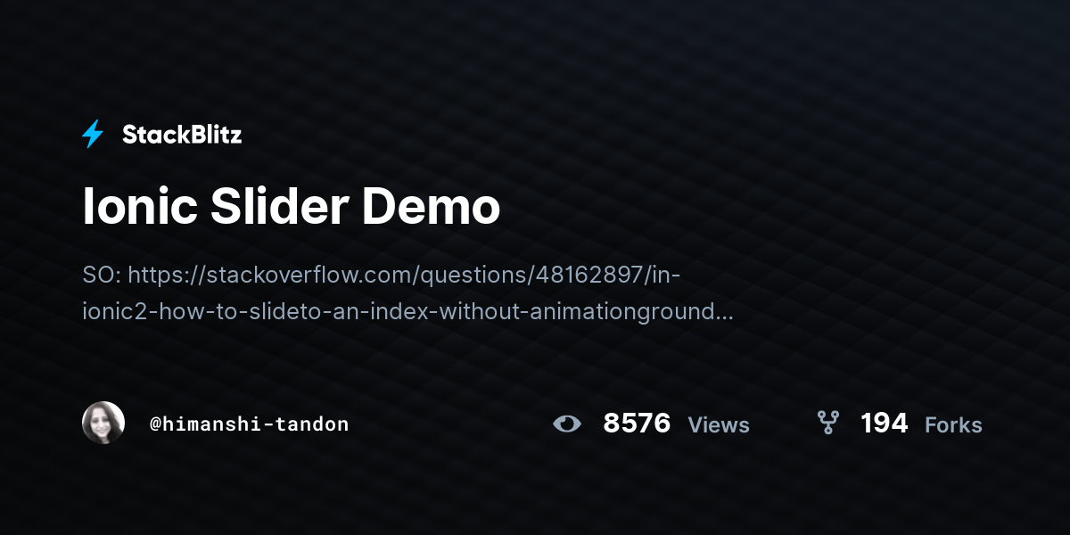 Ionic Slider Demo - StackBlitz