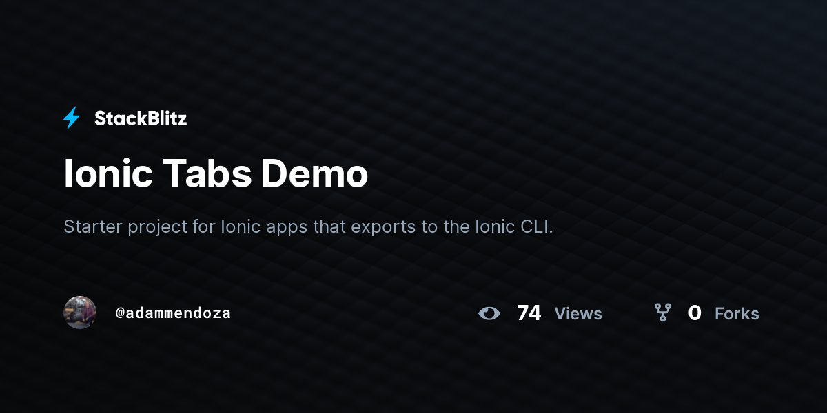 Ionic Tabs Demo - StackBlitz Ionic Tabs Demo - StackBlitz