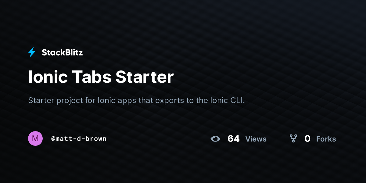 Ionic Tabs Starter - StackBlitz Ionic Tabs Starter - StackBlitz