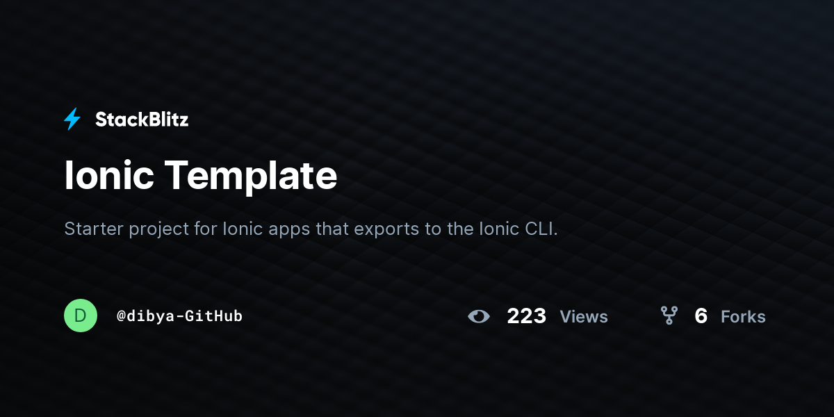 Ionic Template - StackBlitz