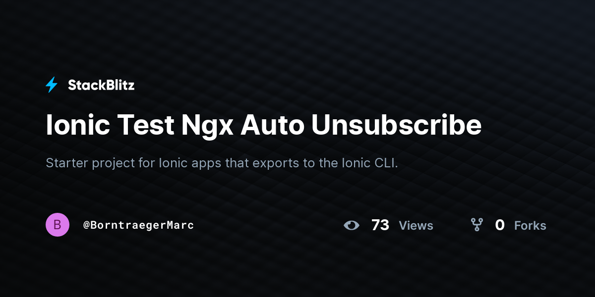 Ionic Test Ngx Auto Unsubscribe - StackBlitz Ionic Test Ngx Auto Unsubscribe - StackBlitz