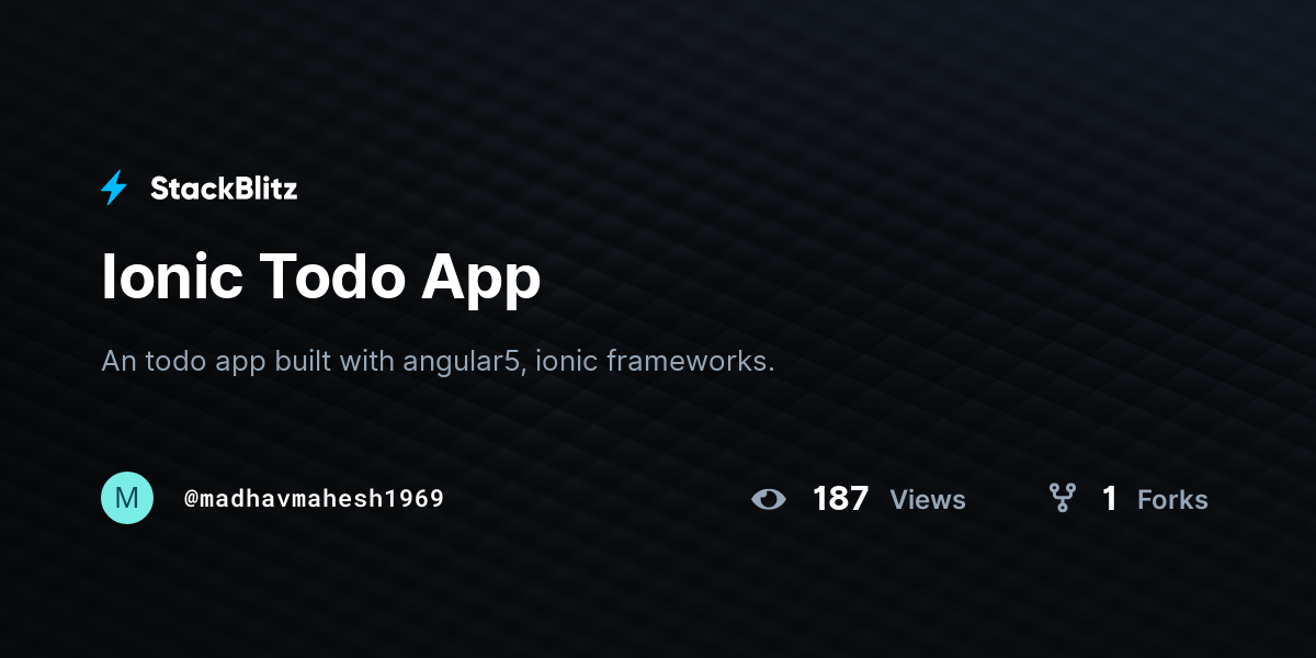 Ionic Todo App - StackBlitz Ionic Todo App - StackBlitz