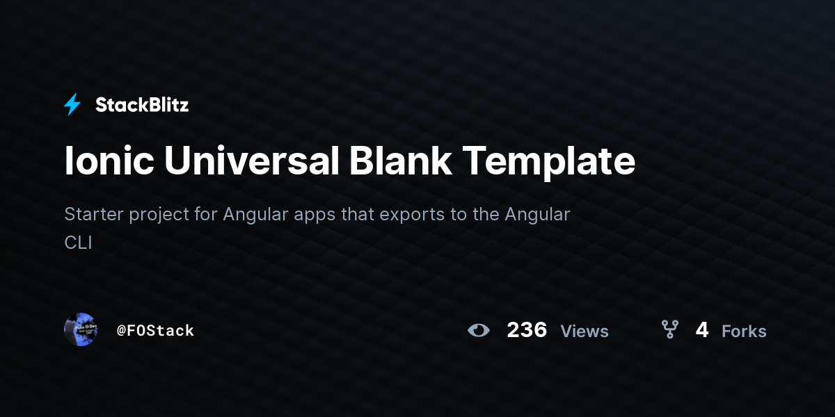Ionic Universal Blank Template - StackBlitz