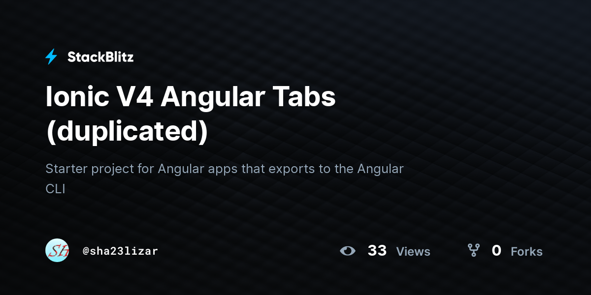 Ionic V4 Angular Tabs (forked) - StackBlitz Ionic V4 Angular Tabs (forked) - StackBlitz