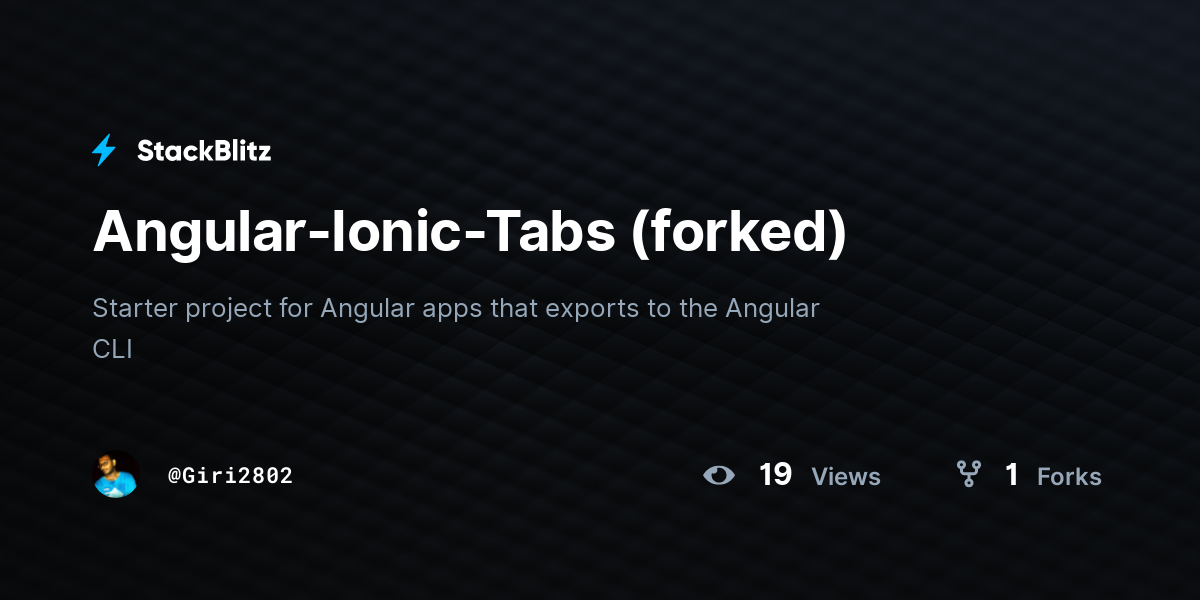 Angular-Ionic-Tabs (forked) - StackBlitz