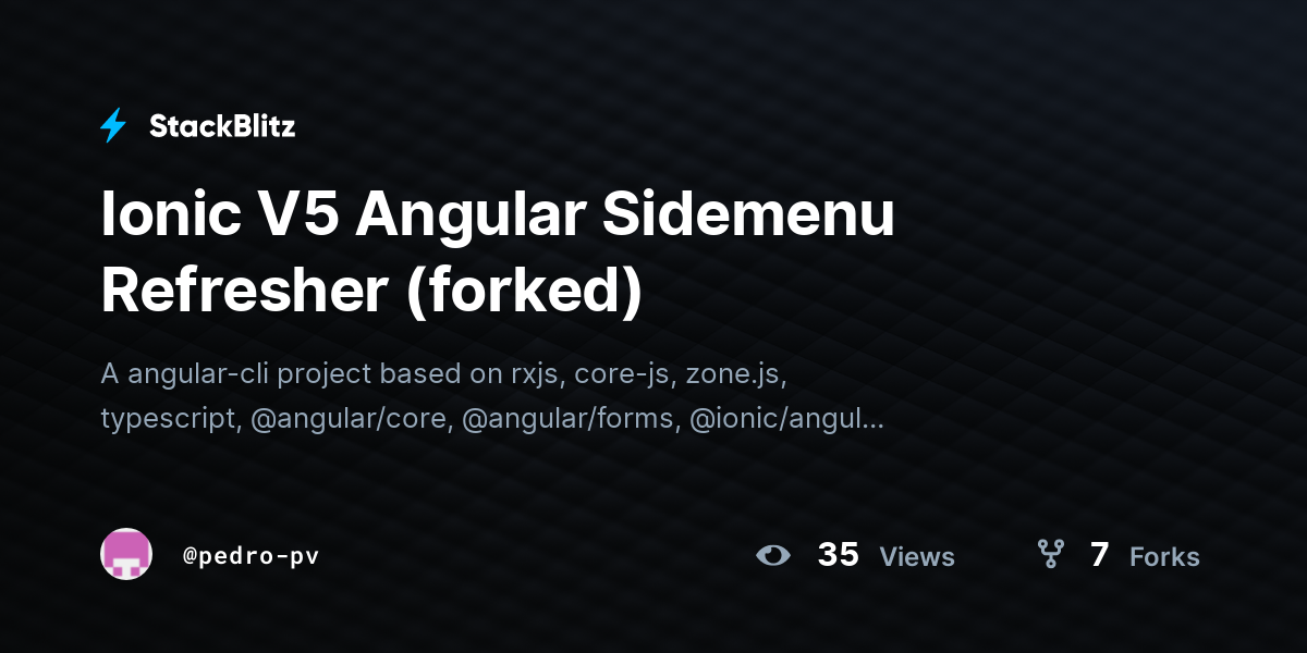 Ionic V5 Angular Sidemenu Refresher (forked) - StackBlitz Ionic V5 Angular Sidemenu Refresher (forked) - StackBlitz