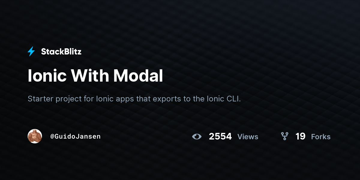 Ionic With Modal - StackBlitz