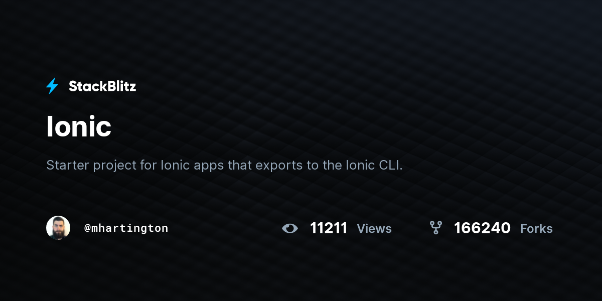 Ionic Stackblitz 
