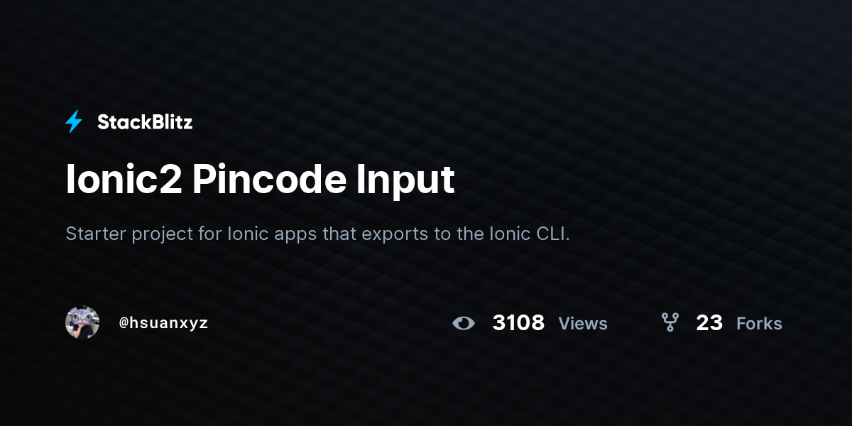 Ionic2 Pincode Input - StackBlitz Ionic2 Pincode Input - StackBlitz