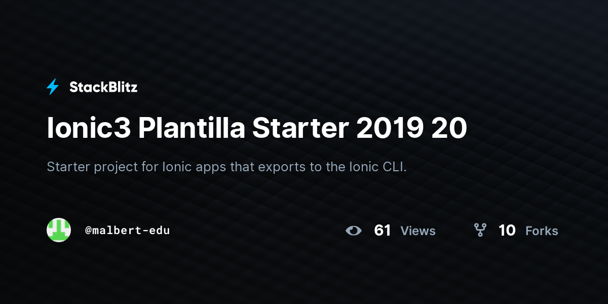 Ionic3 Plantilla Starter 2019 20 Stackblitz