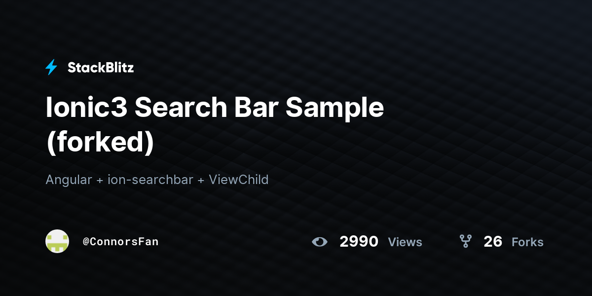Ionic3 Search Bar Sample (forked) - StackBlitz