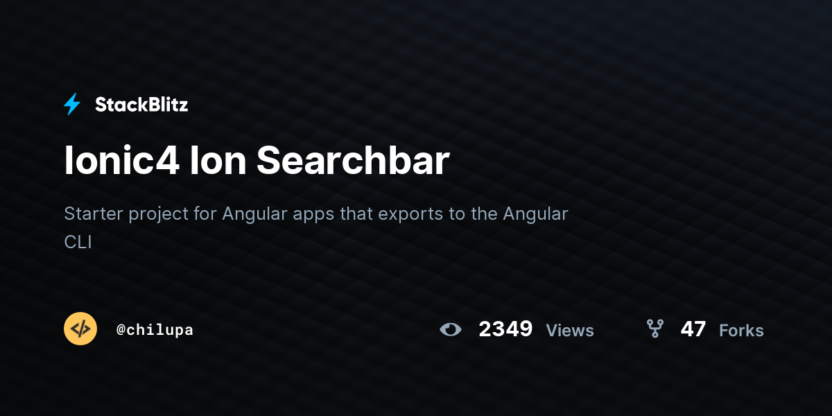 Ionic4 Ion Searchbar - StackBlitz