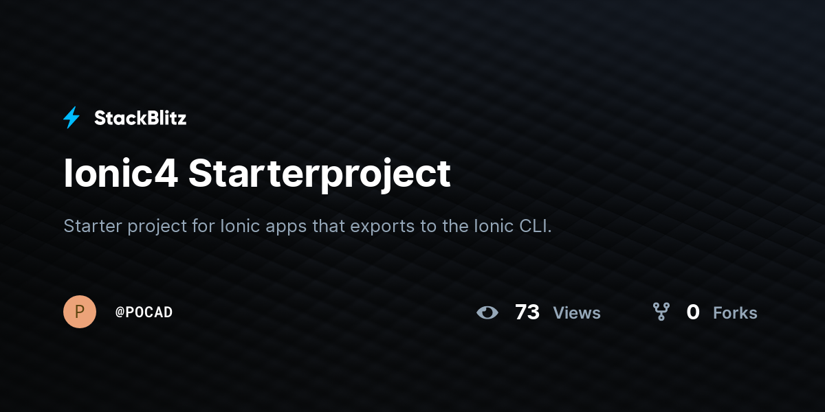 Ionic4 Starterproject - StackBlitz Ionic4 Starterproject - StackBlitz