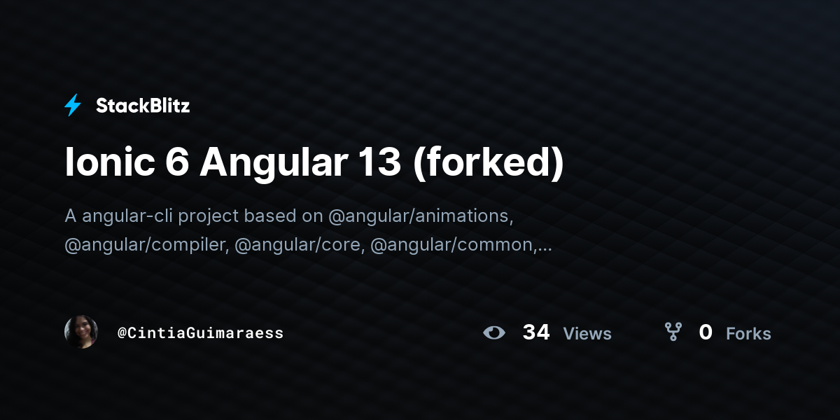 Ionic 6 Angular 13 (forked) - StackBlitz