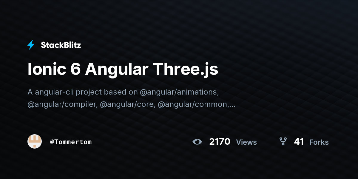 Ionic 6 Angular Three.js - StackBlitz