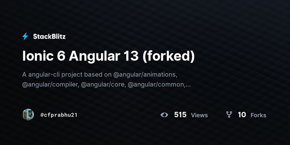 Ionic 6 Angular 13 Forked Stackblitz