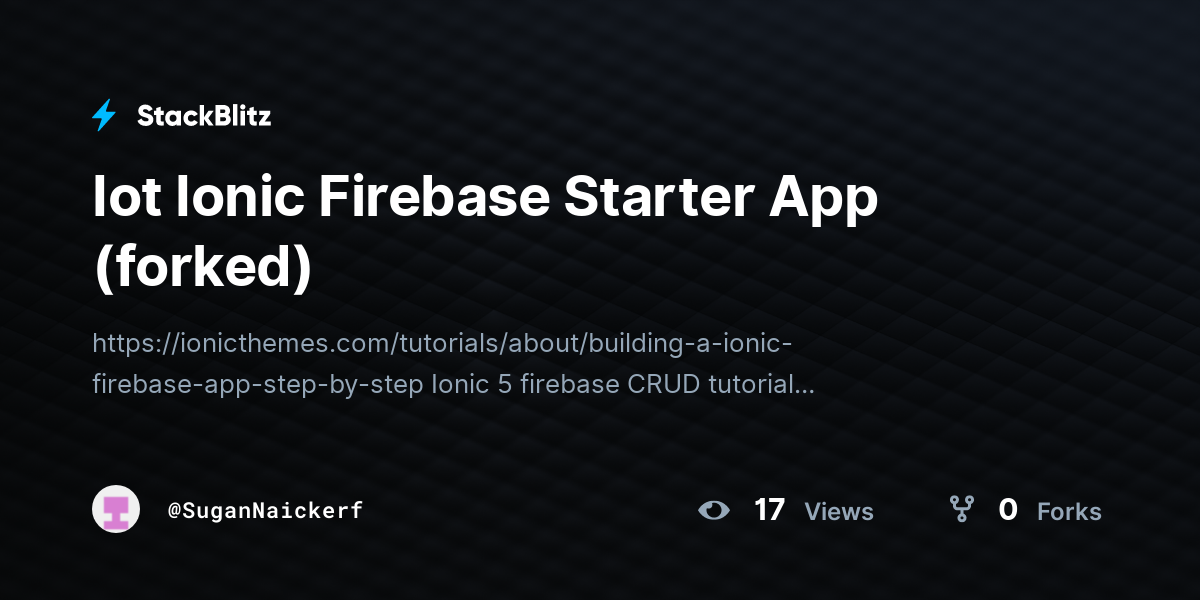 Iot Ionic Firebase Starter App (forked) - StackBlitz Iot Ionic Firebase Starter App (forked) - StackBlitz
