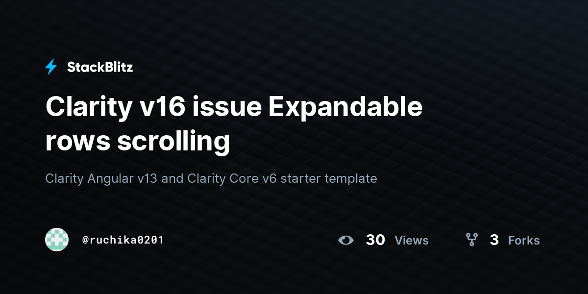 Clarity v16 issue Expandable rows scrolling - StackBlitz Clarity v16 issue Expandable rows scrolling - StackBlitz