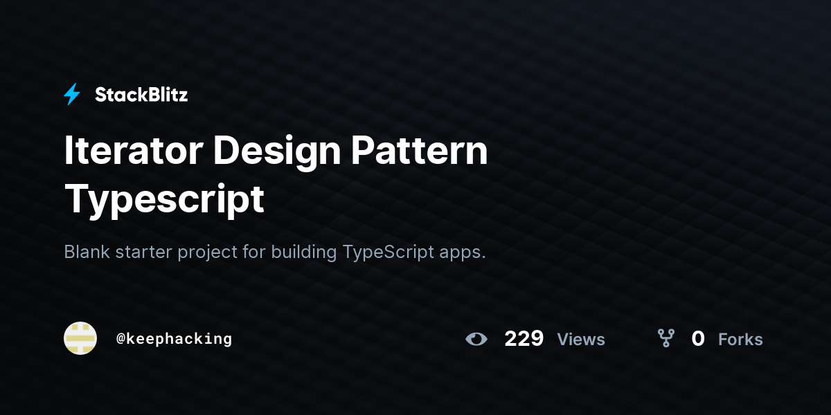 Iterator Design Pattern Typescript - StackBlitz
