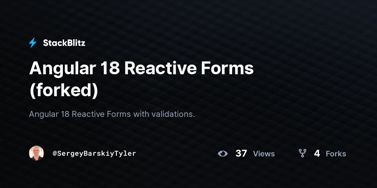 Angular 18 Reactive Forms (forked) - StackBlitz