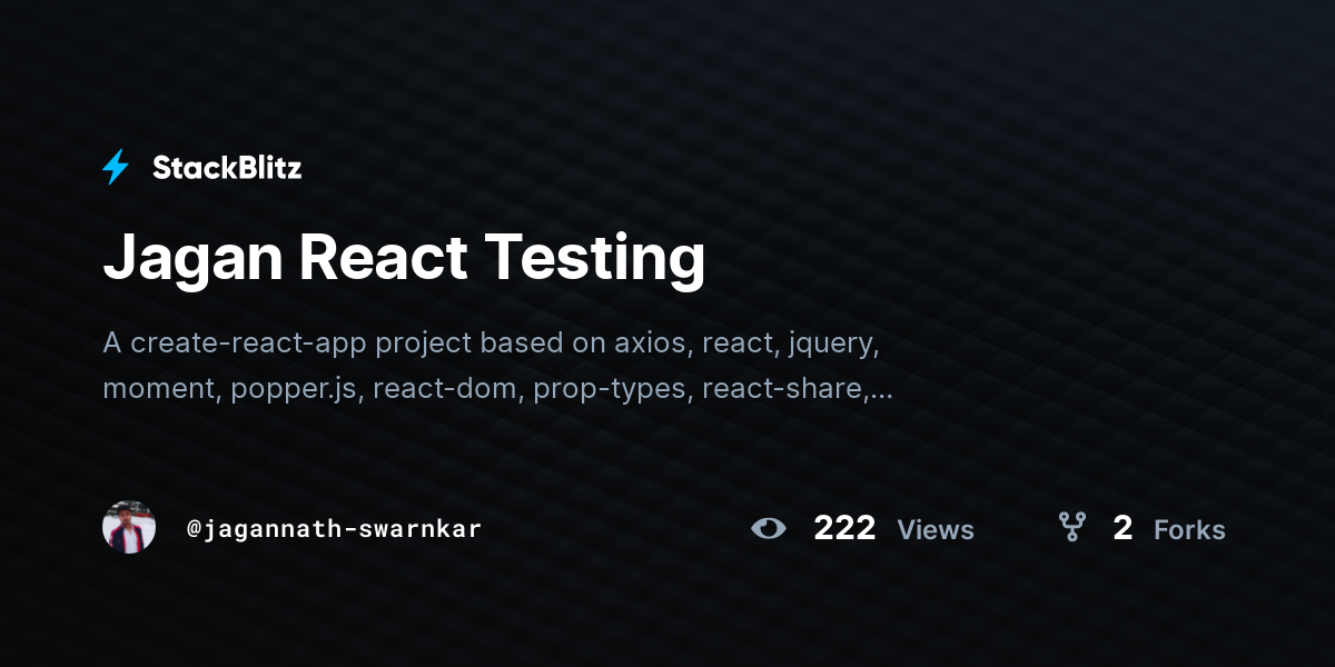 Jagan React Testing - StackBlitz