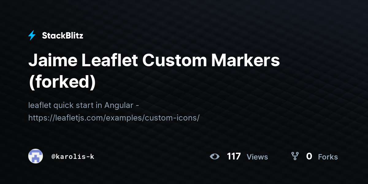 Jaime Leaflet Custom Markers (forked) - StackBlitz Jaime Leaflet Custom Markers (forked) - StackBlitz