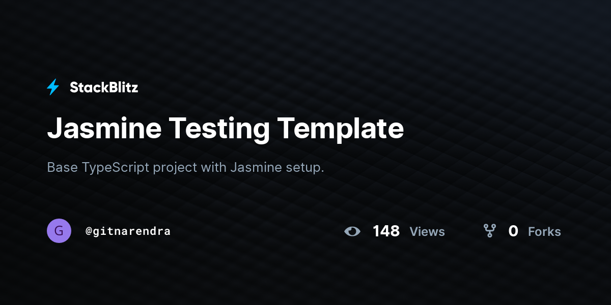 Jasmine Testing Template - StackBlitz