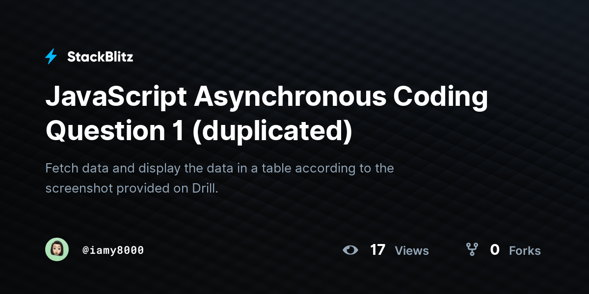 JavaScript Asynchronous Coding Question 1 (duplicated) - StackBlitz
