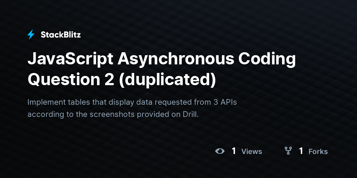 JavaScript Asynchronous Coding Question 2 (duplicated) - StackBlitz