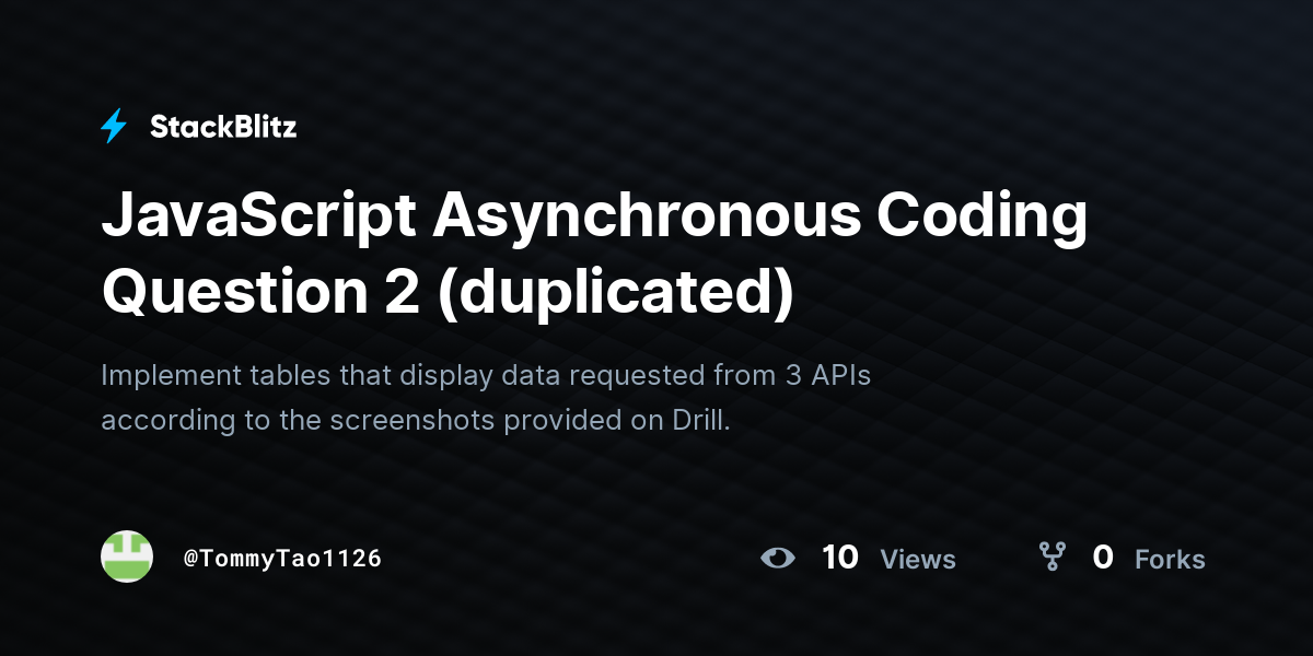 JavaScript Asynchronous Coding Question 2 (duplicated) - StackBlitz