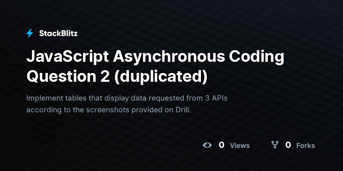 JavaScript Asynchronous Coding Question 2 (duplicated) - StackBlitz