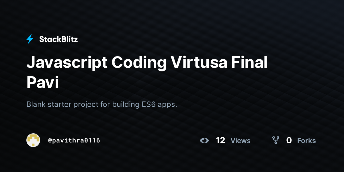 Javascript Coding Virtusa Final Pavi - StackBlitz